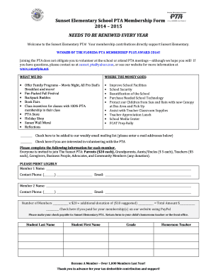 Fillable Online PTA Membership Form 2014-2015 8 .docx Fax Email Print ...