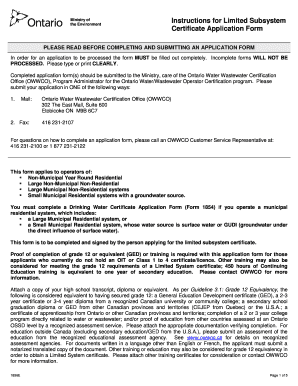 Fillable Online owwco Instructions for Limited Subsystem - owwco Fax ...