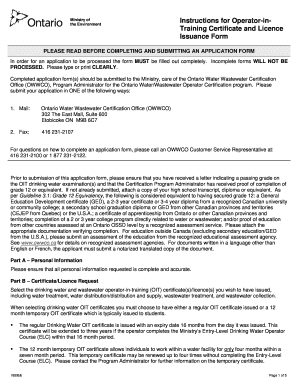 Fillable Online owwco Instructions for OperatorinTraining Certificate ...