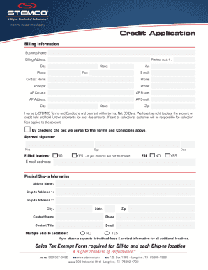 Fillable Online Credit Application - Stemco Fax Email Print - pdfFiller