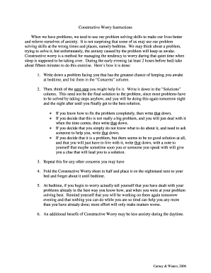 Constructive Worry Worksheet - Fill Online, Printable, Fillable, Blank ...