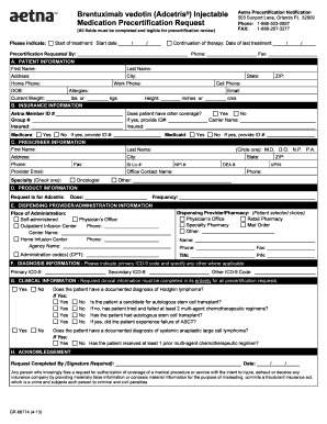 Fillable Online Adcetris Medication Precertification Request Form. Adcetris Medication ...