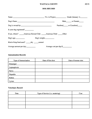 Fillable Online DOG RECORD Fax Email Print - pdfFiller