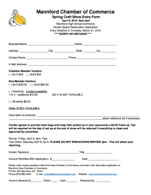 Fillable Online 2016-spring-craft-show-entry-formpdf Fax Email Print ...