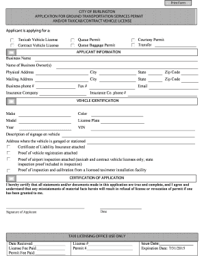 Fillable Online btv APPLICATION FOR GROUND TRANSPORTATION SERVICES PERMIT Fax Email Print ...