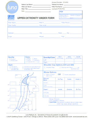 Fillable Online UPPER EXTREMITY ORDER FORM - lunamedicalcom Fax Email ...