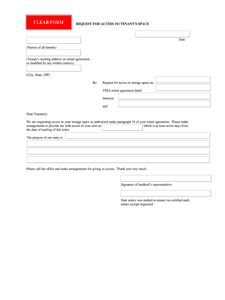 Fillable Online txssaweb REQUEST FOR ACCESS T O TENANTS SPACE - Log On ...
