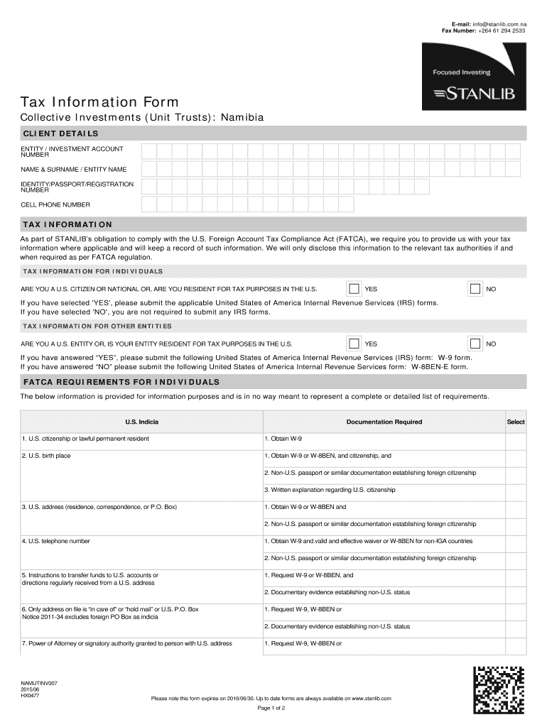 Fillable Online Tax Information bFormb - Stanlib Fax Email Print ...