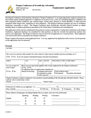 Fillable Online oregonconference Oregon Conference of Seventh-day ...