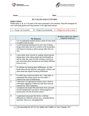 Fillable Online MY VALUES AND ATTITUDES Fax Email Print - pdfFiller