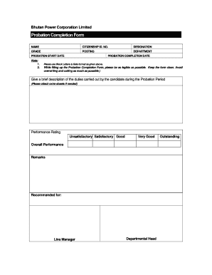 Fillable Online Probation Completion Form - Bhutan Power Corporation ...