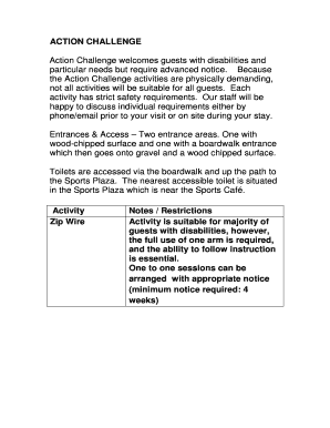 Fillable Online ACTION CHALLENGE Action Challenge welcomes guests with ...