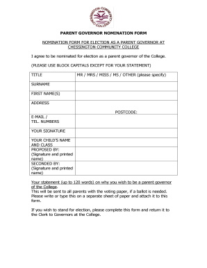 Fillable Online chessingtoncommunitycollege co NOMINATION FORM FOR ...