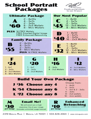 Fillable Online School Portrait Packages A b540b - Romaguera ...