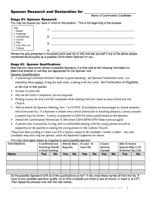 Fillable Online holyfamilycaledonia Sponsor Research and Declaration ...