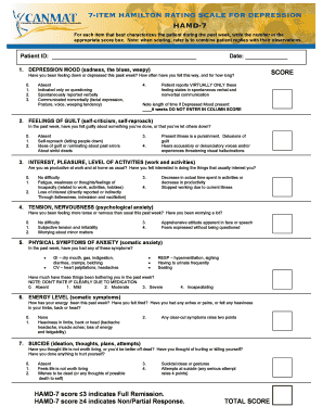 Fillable Online HAMD-7 rating scale ...