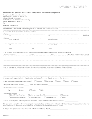 Fillable Online arch be washington UW ARCHITECTURE Fax Email Print ...