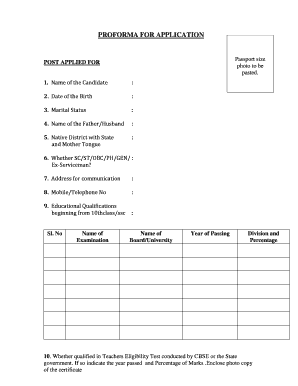 Fillable Online PROFORMA FOR APPLICATION - Welcome to AES Fax Email ...