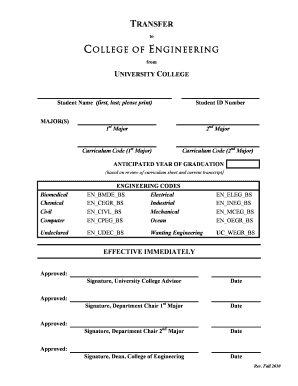 Fillable Online COE Transfer from UC to COE Form Fax Email Print ...