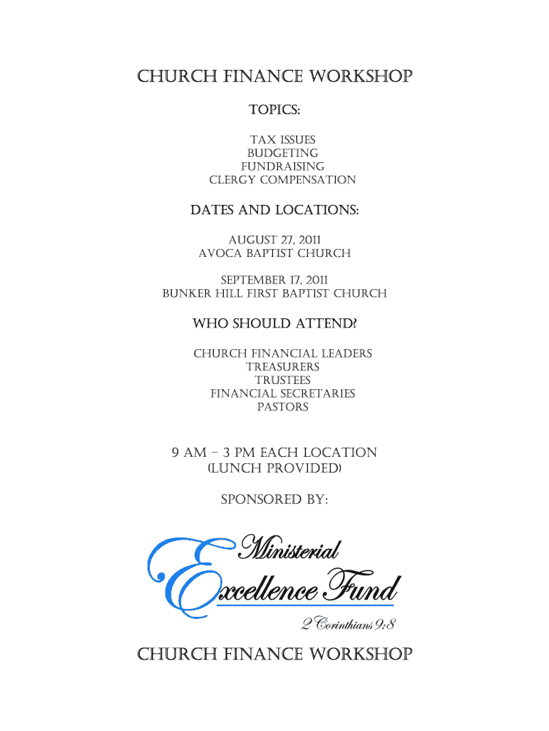 Fillable Online abc-indiana Church finance workshop - American Baptist ...