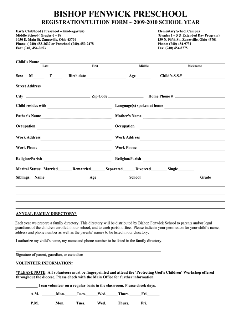 Fillable Online bfw cdeducation bishop fenwick preschool Fax Email Print - pdfFiller