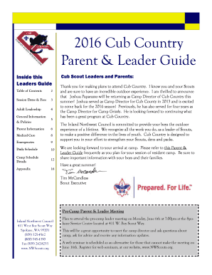 Fillable Online nwscouts 2016 Cub Country Camp Leaders Guide - nwscouts ...