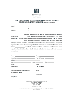 Fillable Online XIX Share Redemption Formdoc Fax Email Print - pdfFiller
