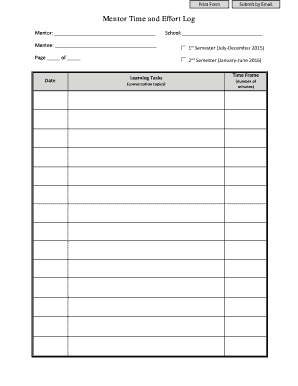 Fillable Online acpsk12 Mentor Time and Effort Log Fax Email Print ...