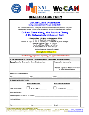 Fillable Online autism org CERTIFICATE IN AUTISM - autism org Fax Email ...