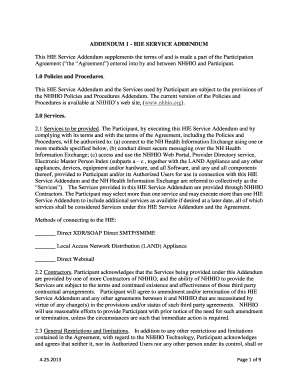 Fillable Online nhhio ADDENDUM 1 - HIE SERVICE ADDENDUM 10 Procedures ...