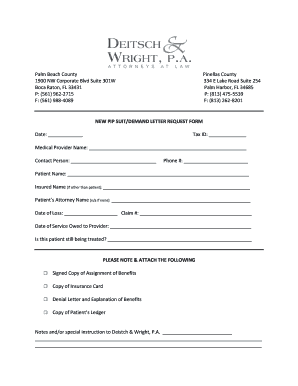 Fillable Online NEW PIP SUITDEMAND LETTER REQUEST FORM Fax Email Print ...