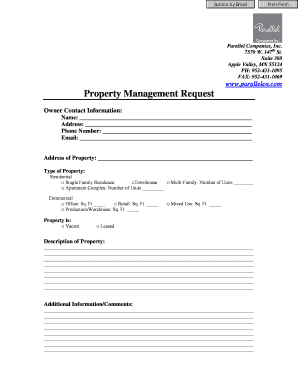 Fillable Online Property Management Request - parallelcocom Fax Email ...