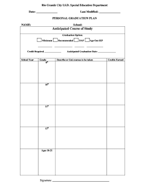 Fillable Online riosped personal graduation plan Fax Email Print ...