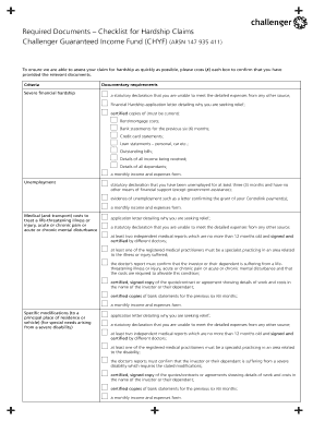 Fillable Online Required Documents Checklist for Hardship Claims Fax ...