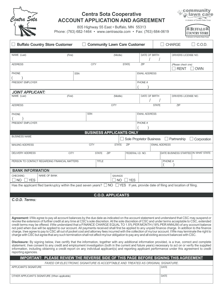 Fillable Online Acct Application - CLC Fax Email Print - pdfFiller