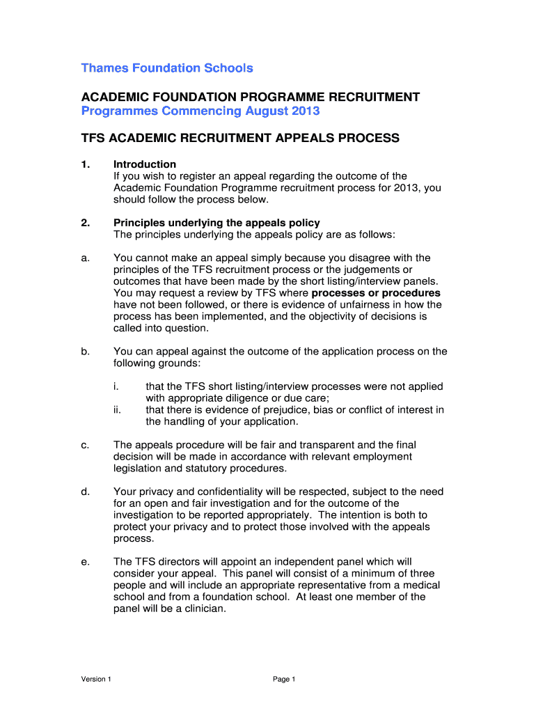 Fillable Online stfs org ACADEMIC FOUNDATION PROGRAMME RECRUITMENT ...