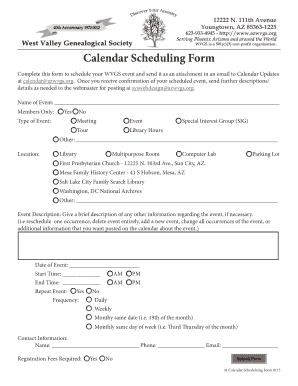 Fillable Online 41 Calendar Scheduling Form web - azwvgsorg Fax Email ...