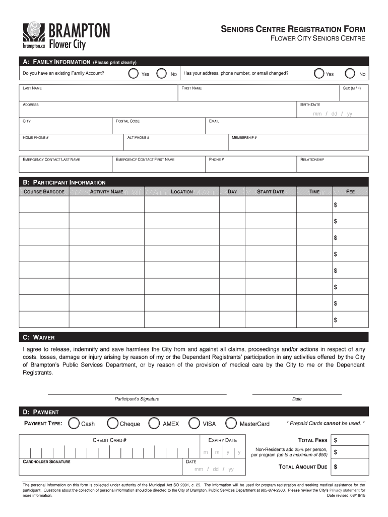 Fillable Online brampton Spring Summer 2016 Seniors Guide Fax Email Print - pdfFiller