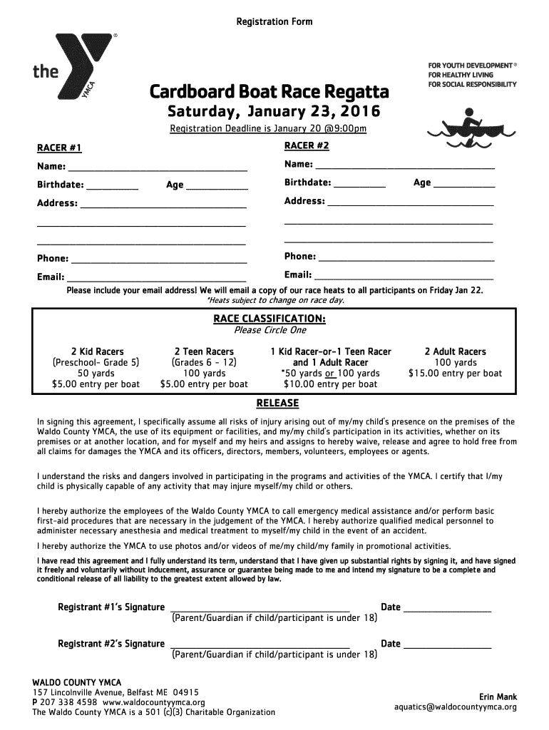 Fillable Online waldocountyymca Cardboard Boat Race Regatta - Waldo ...