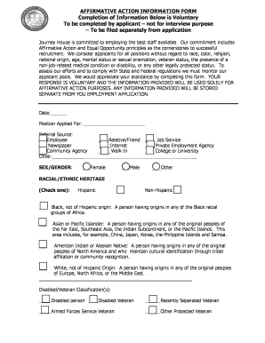 Fillable Online journeyhouse Affirmative action form 9-2015 - JH ...