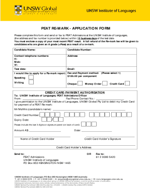 Fillable Online PEAT RE-MARK - APPLICATION FORM Fax Email Print - pdfFiller