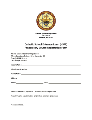 Fillable Online Catholic School Entrance Exam HSPT Preparatory Course ...