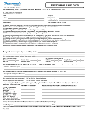 Fillable Online Forms-Continuance Claim Form(c).doc Fax Email Print ...