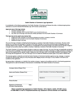 Fillable Online dublinchamber Dublin Chamber of Commerce Logo Agreement ...