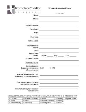 Fillable Online BABY DEDICATION REQUEST - bcfchurchnet Fax Email Print ...