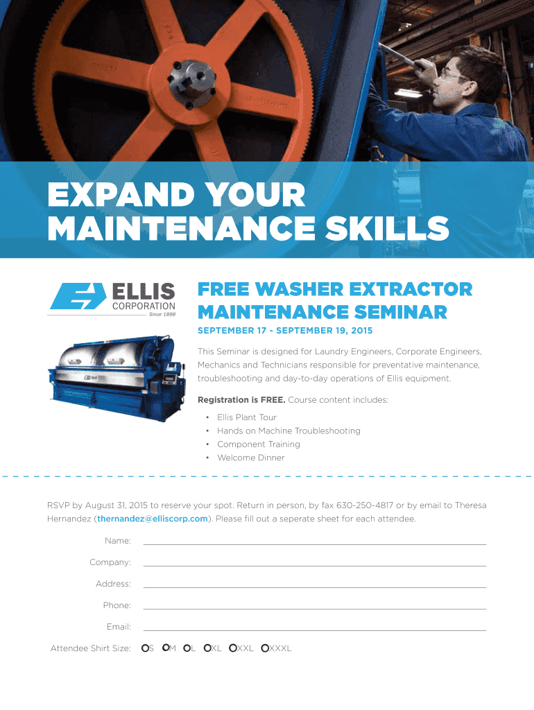 Fillable Online Ellis-washer-extractor-maintenance-seminar-fillablepdf ...