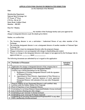 Fillable Online APPLICATION FOR CHANGE IN DESIGNATED DIRECTOR Fax Email ...