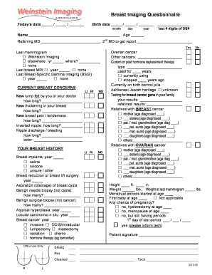 Fillable Online Breast Imaging Questionnaire Fax Email Print - pdfFiller