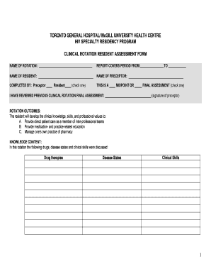 Fillable Online hivclinic Evaluation form clinical rotation ...