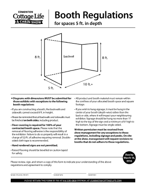 Fillable Online + Booth Regulations for spaces 5 ft Fax Email Print ...
